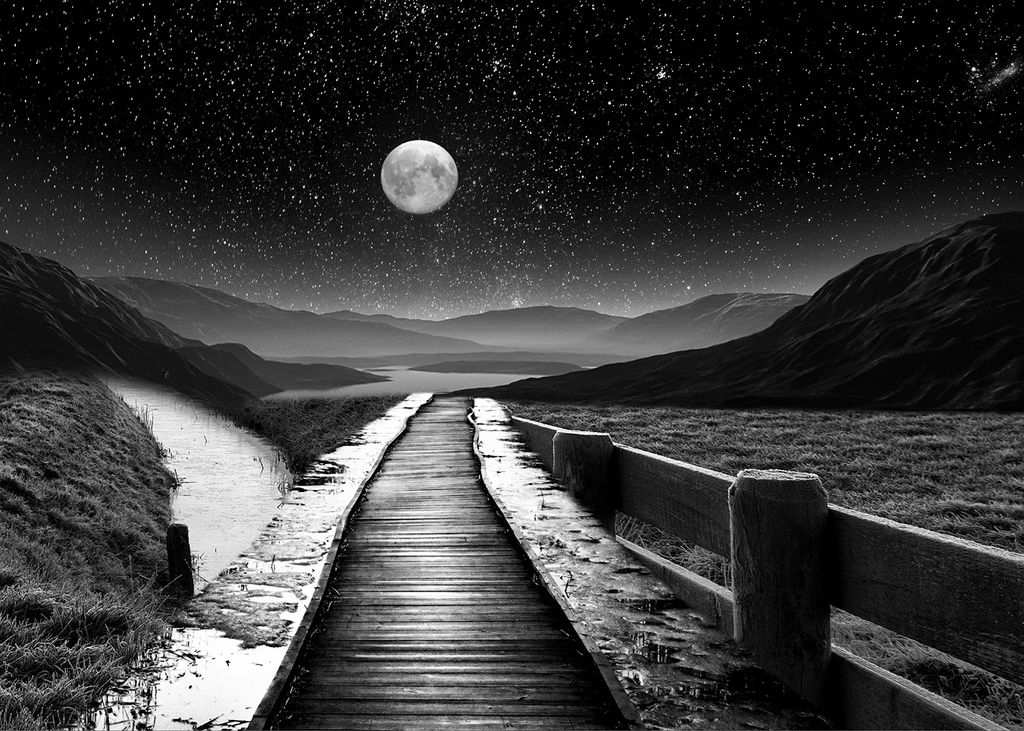 Üveg Falikép 80x120 cm, fekete-fehér tájkép - LUNAIRE - ️ Időtálló ...